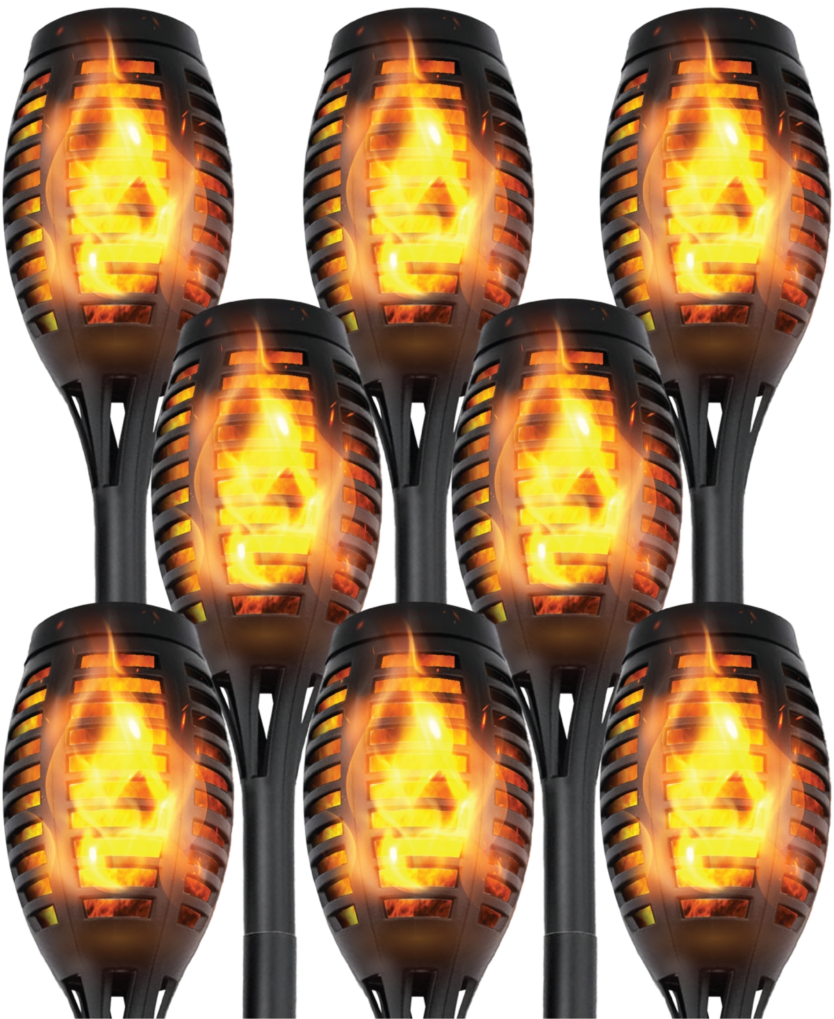 Click here for 8-Pack Waterproof Flame Solar Torch Light - Black prices
