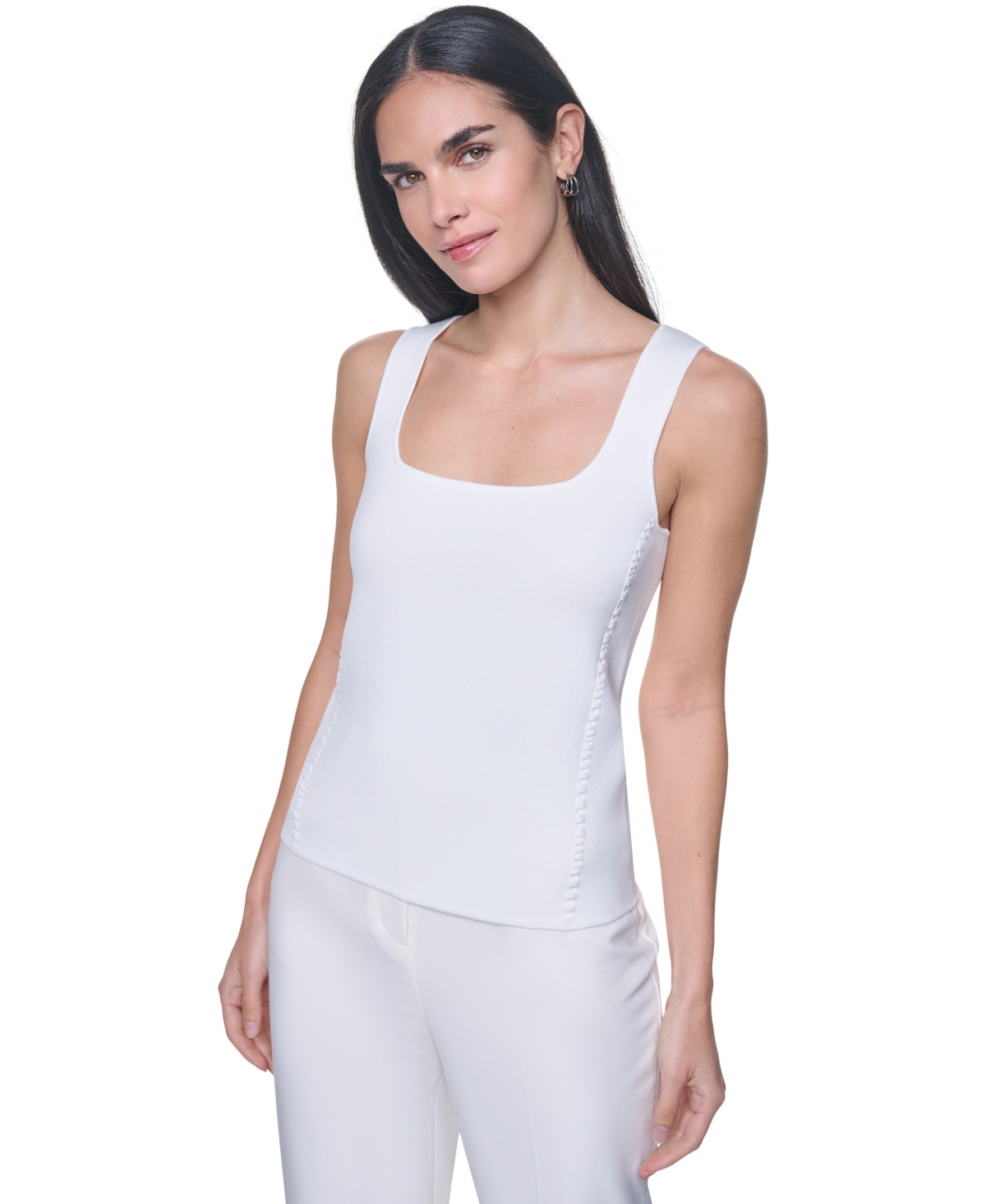 Click here for Calvin Klein Womens Square Neck Sleeveless Top - C... prices