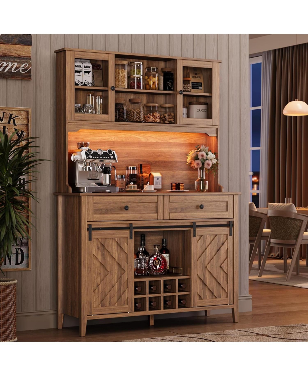 Click here for gaomon Sliding Barn Door High Bar Cabinet Farmhous... prices