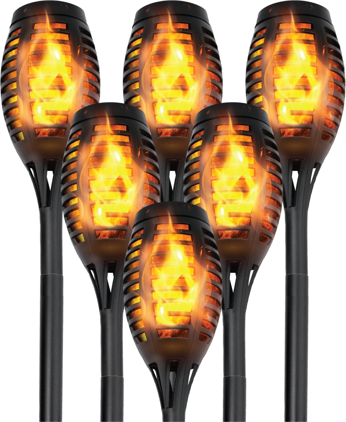 Click here for 6-Pack Waterproof Flame Solar Torch Light - Black prices
