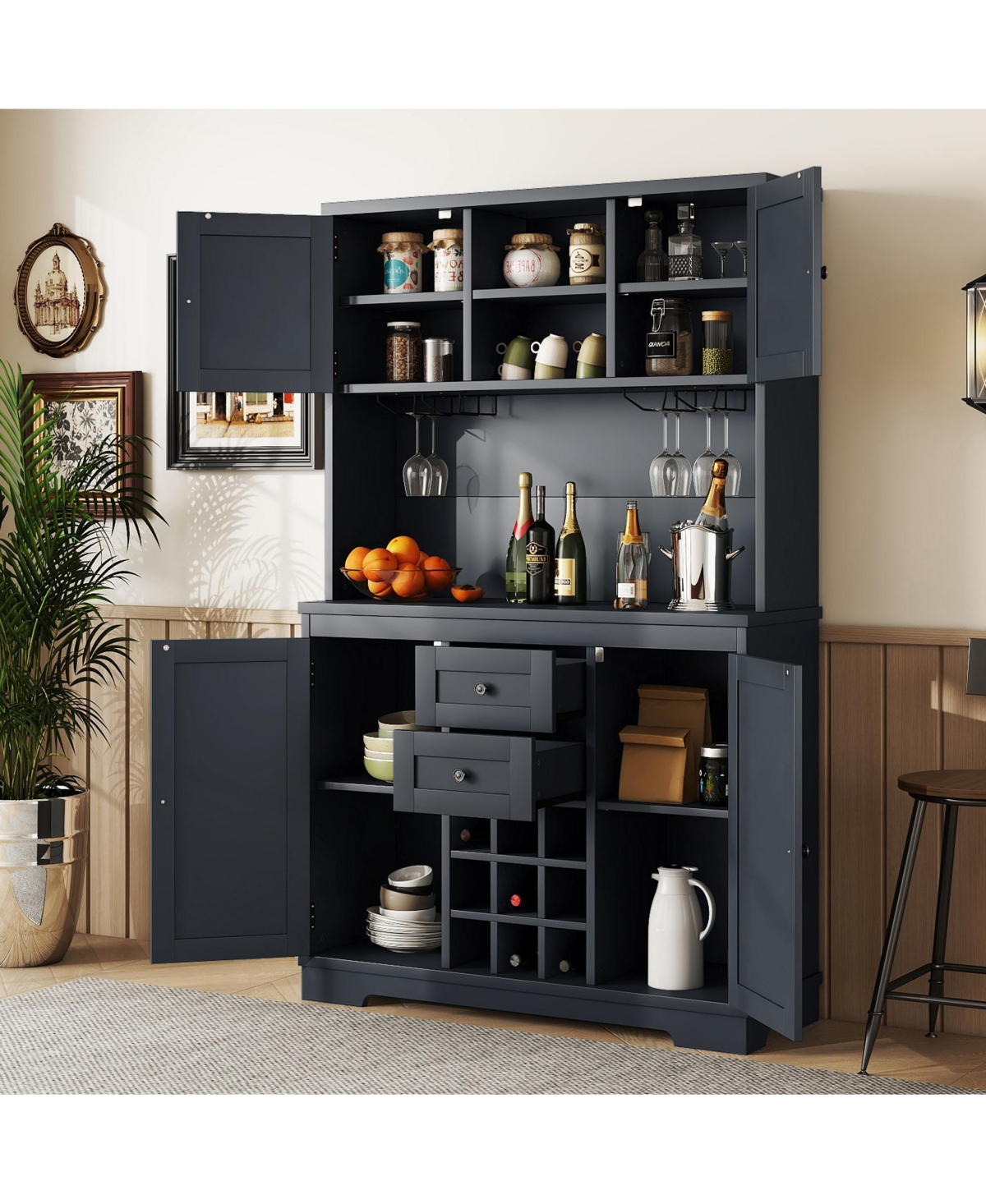 Click here for flynama Bar Cabinet with 16 Cabinets  1 Drawer  3... prices