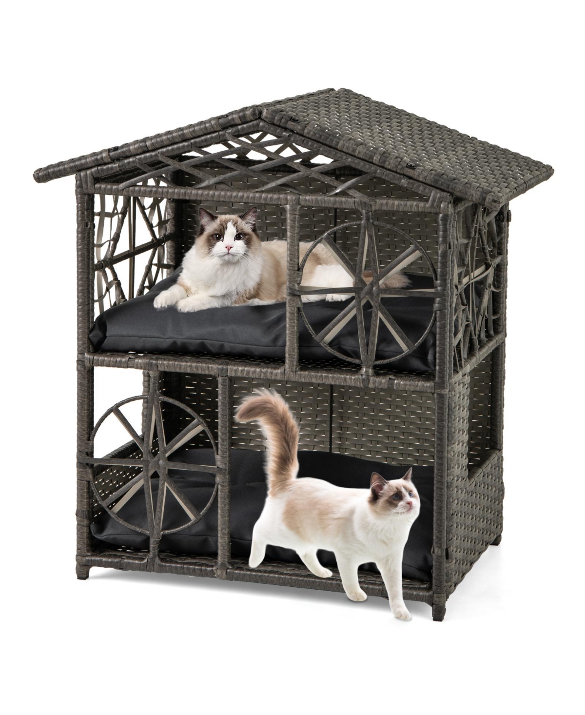 Click here for Cozito Cat House 2-Story Wicker Rattan Condo with... prices