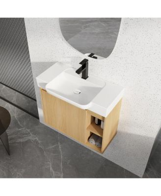 Click here for Sillysis Inch Wall Mounted Bathroom Vanity With Ce... prices