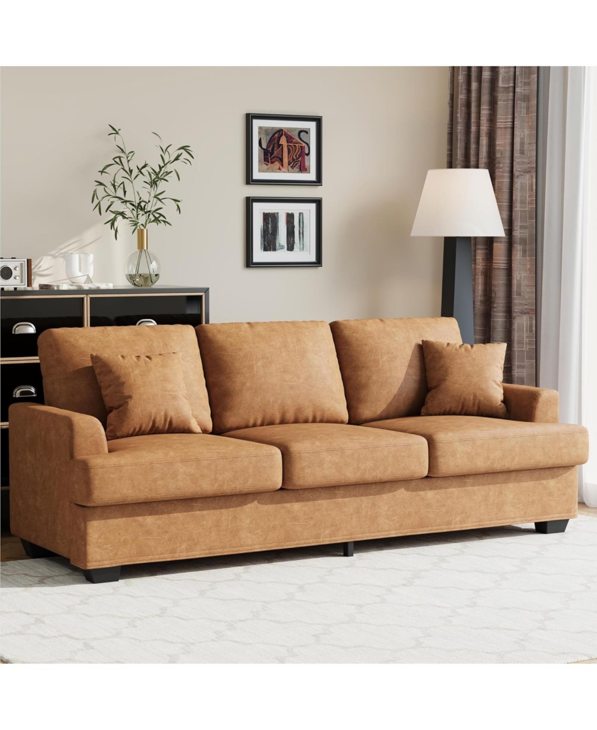 Click here for gaomon Modern Corduroy Sofa with 2 Throw Pillows... prices