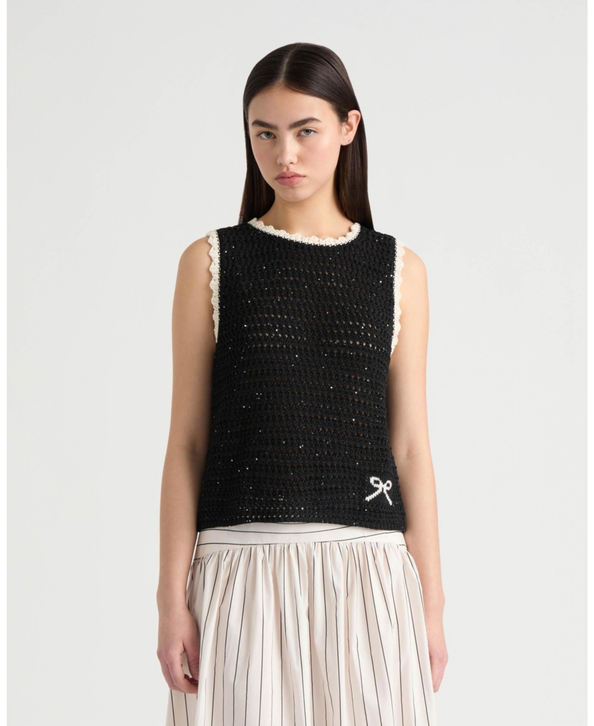 Click here for Nvlt Womens Sleeveless Crochet Top with Sequins -... prices