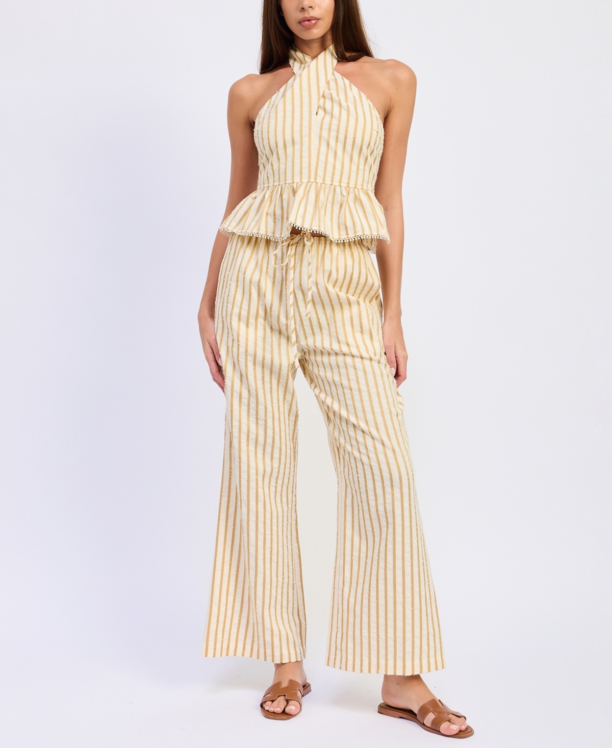 Click here for En Saison Womens Pull-On Self-Tie Waist Pants - Na... prices