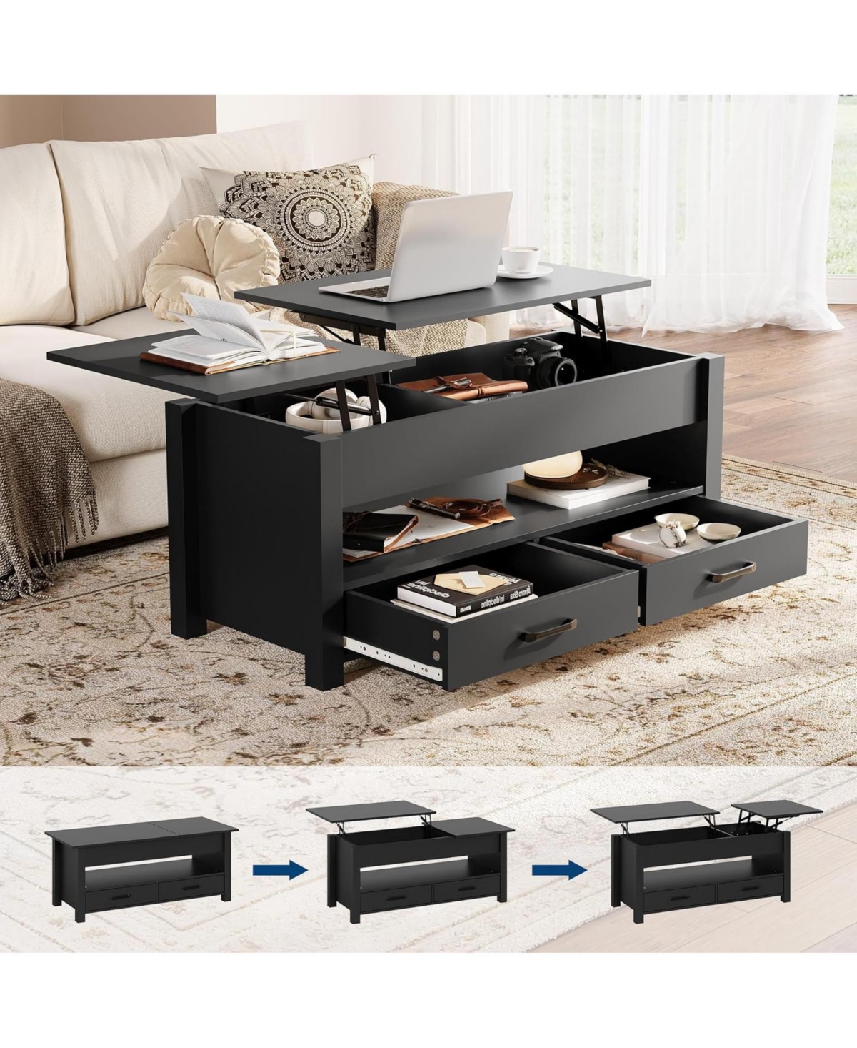 Click here for gaomon 47.2 Coffee Table with Storage  Multi-Funct... prices