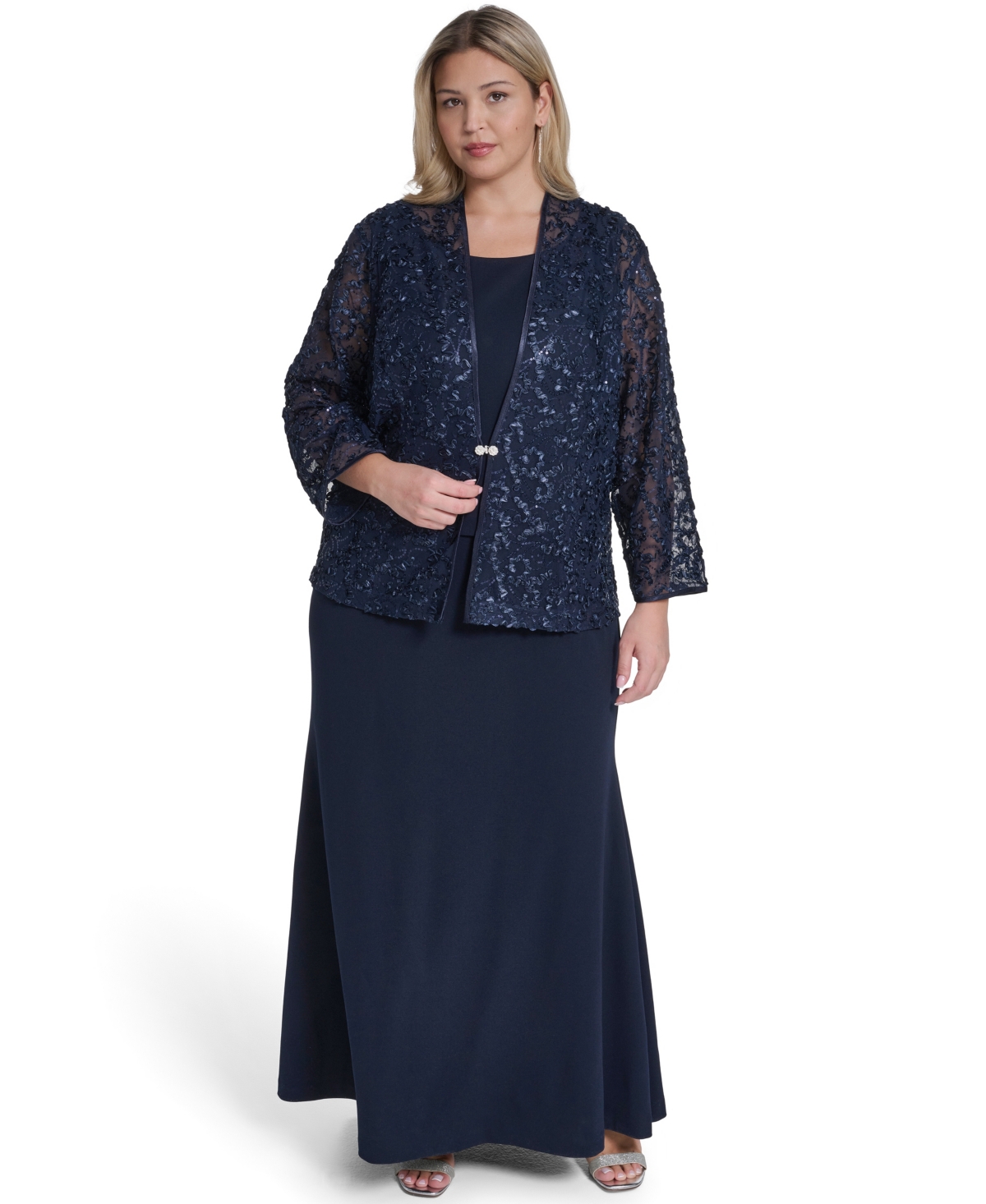Click here for Jessica Howard Plus Size Scoop Neck Gown & Jacket... prices