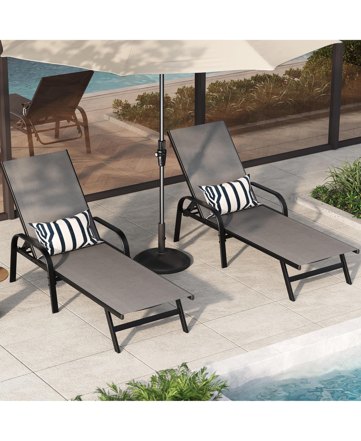 Click here for Homfan Adjustable 5-Position Outdoor Lounge Chairs... prices