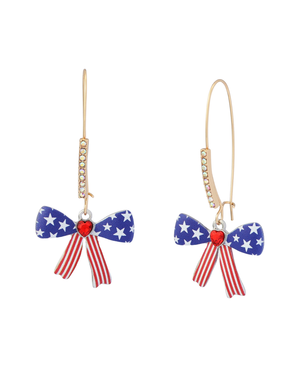Click here for Betsey Johnson Faux Stone Americana Bow Dangle Ear... prices