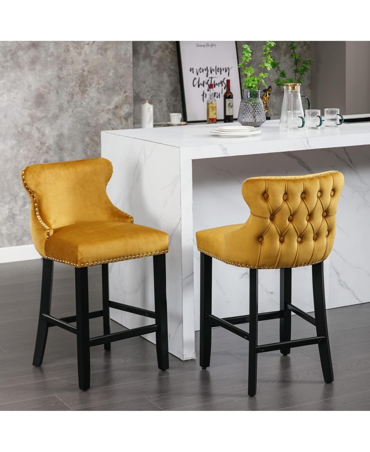 Click here for Rainsken Velvet Wingback Bar Stools Set of 2  Coun... prices