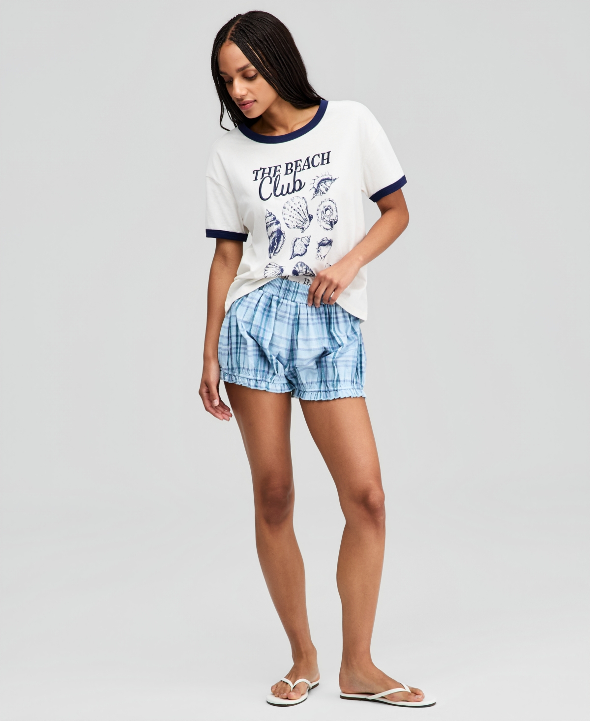 Click here for And Now This Womens Cotton Plaid Pull-On Bubble Sh... prices