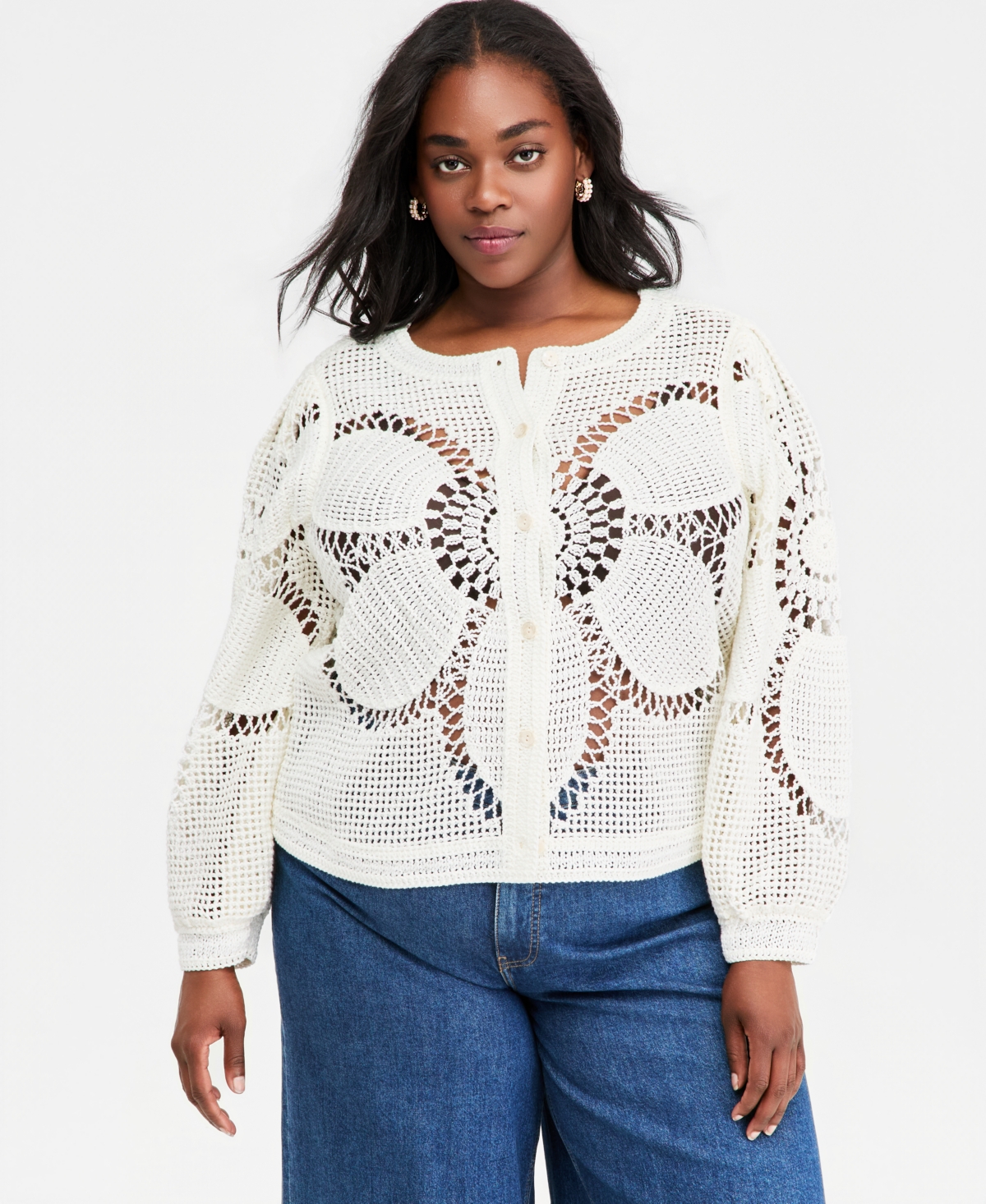 Click here for On 34th Trendy Plus Size Pointelle-Knit Cardigan... prices