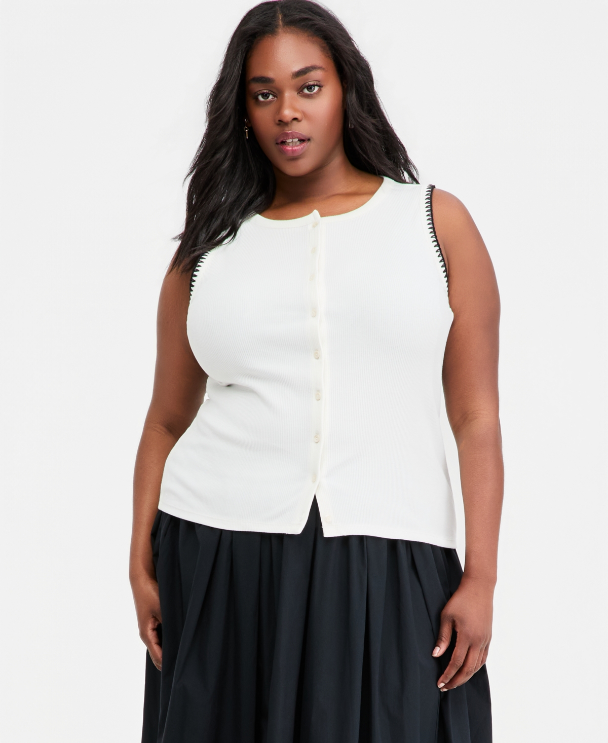 Click here for On 34th Trendy Plus Size Ribbed Button-Front Tank... prices