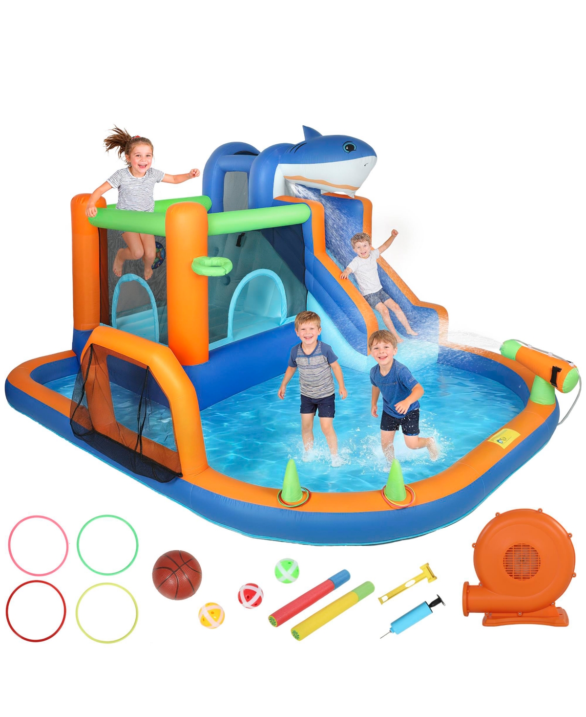 Click here for Qaba Sharks Theme Inflatable Bounce House for Kids... prices