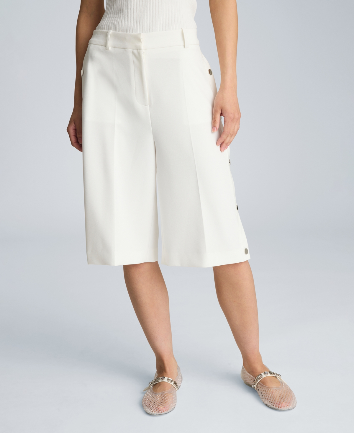 Click here for Kenneth Cole Womens High-Rise Side Snap Shorts - P... prices