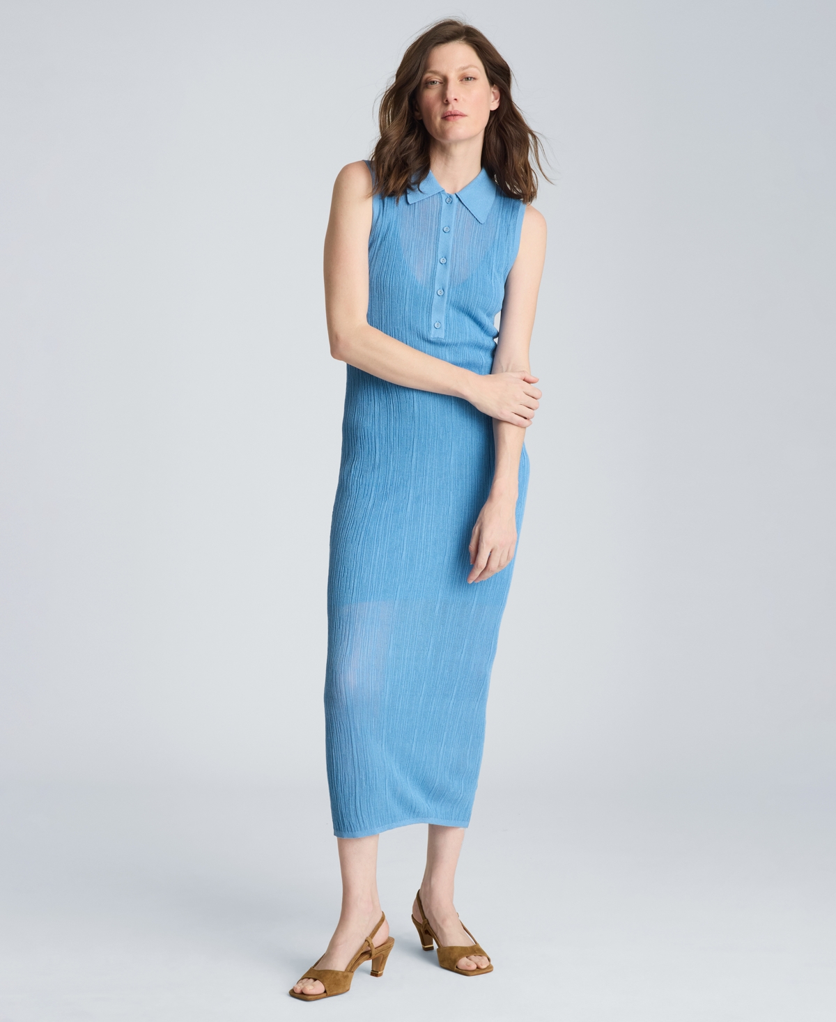 Click here for Kenneth Cole Womens Variegated Rib Sleeveless Polo... prices