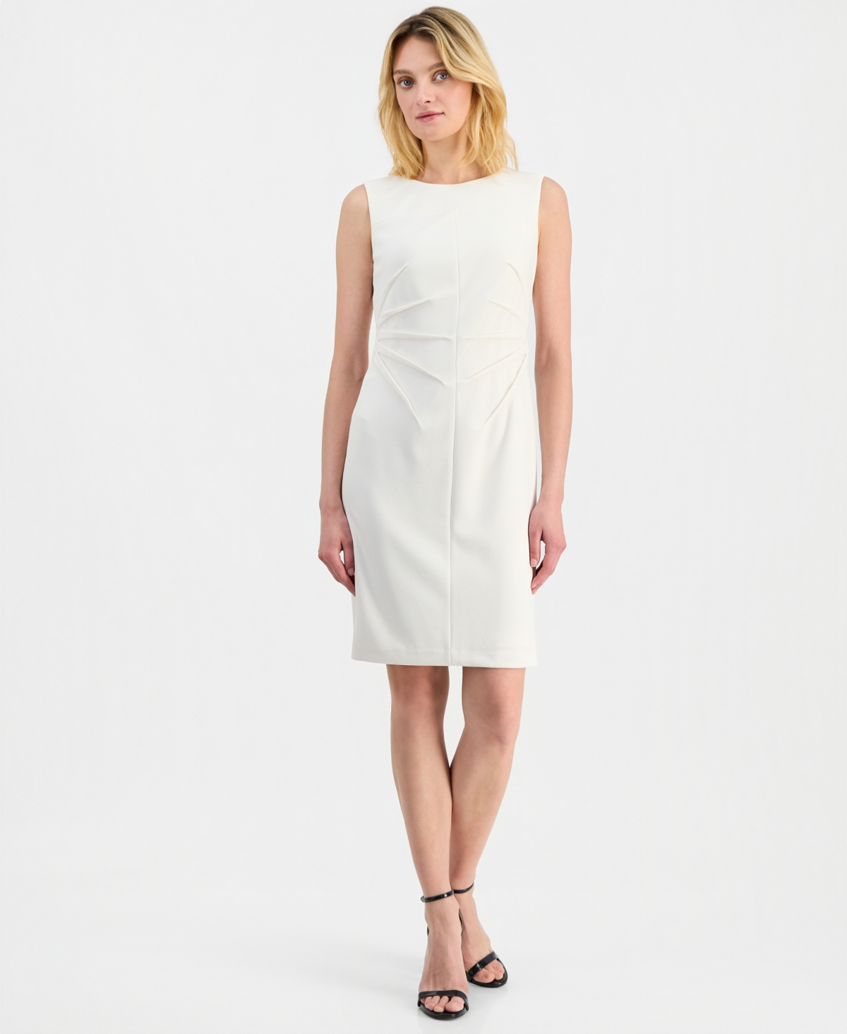 Click here for Anne Klein Womens Round-Neck Scuba Crepe Sheath Dr... prices