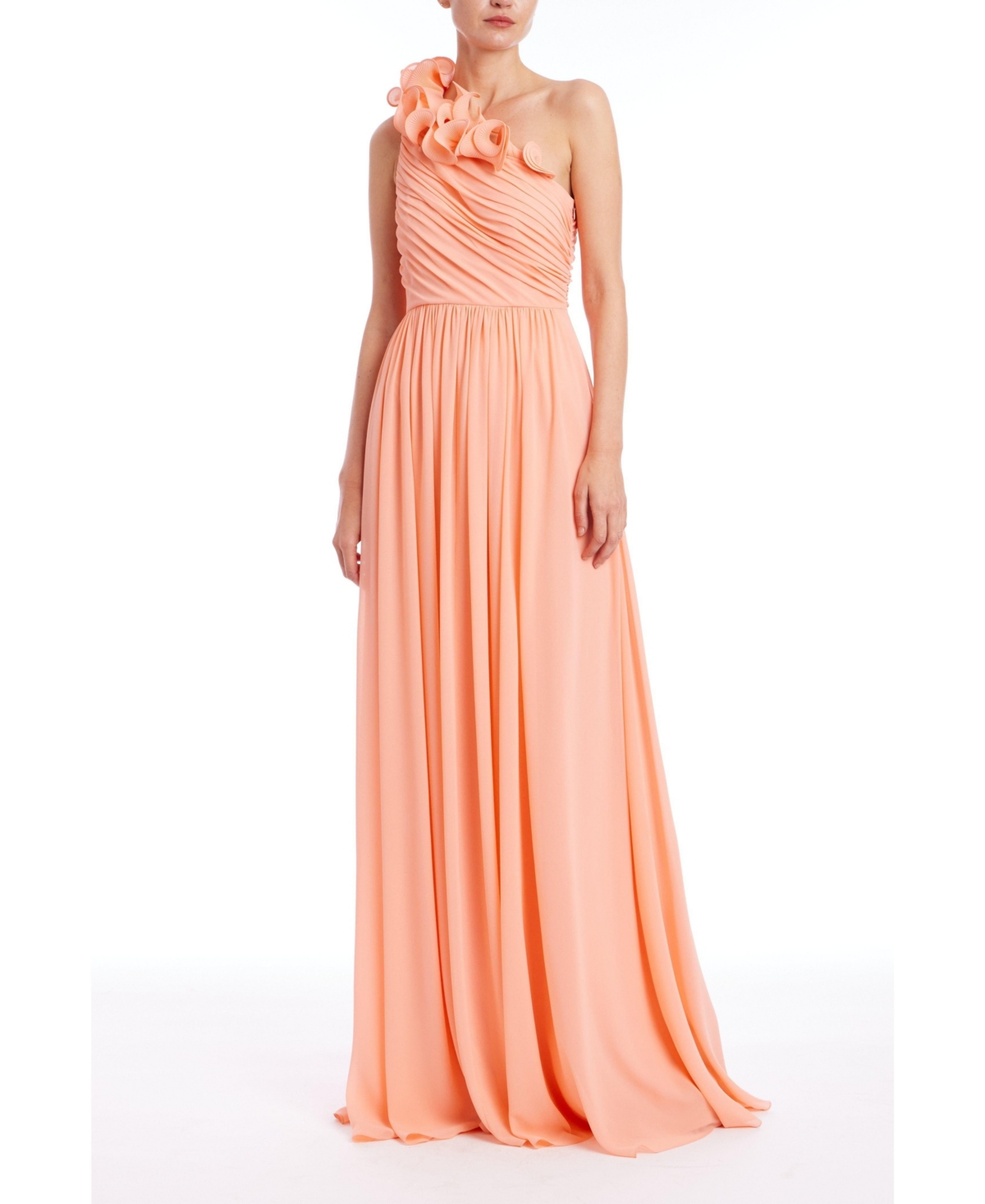 Click here for Badgley Mischka Womens One-Shoulder Ruffle Chiffon... prices