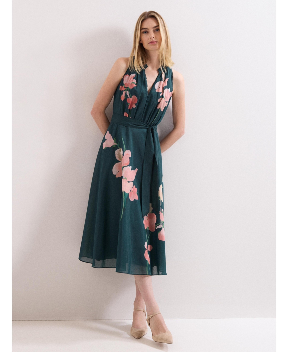 Click here for Phase Eight Womens Lucinda Tie Waist Midi Dress -... prices