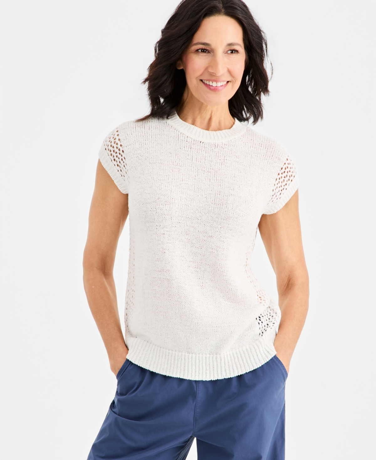 Click here for Style & Co Womens Mixed-Stitch Dolman-Sleeve Sweat... prices