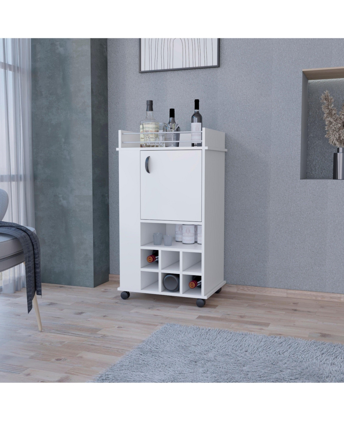 Click here for flynama Bar Cart with 2 Cabinets with Casters Fini... prices