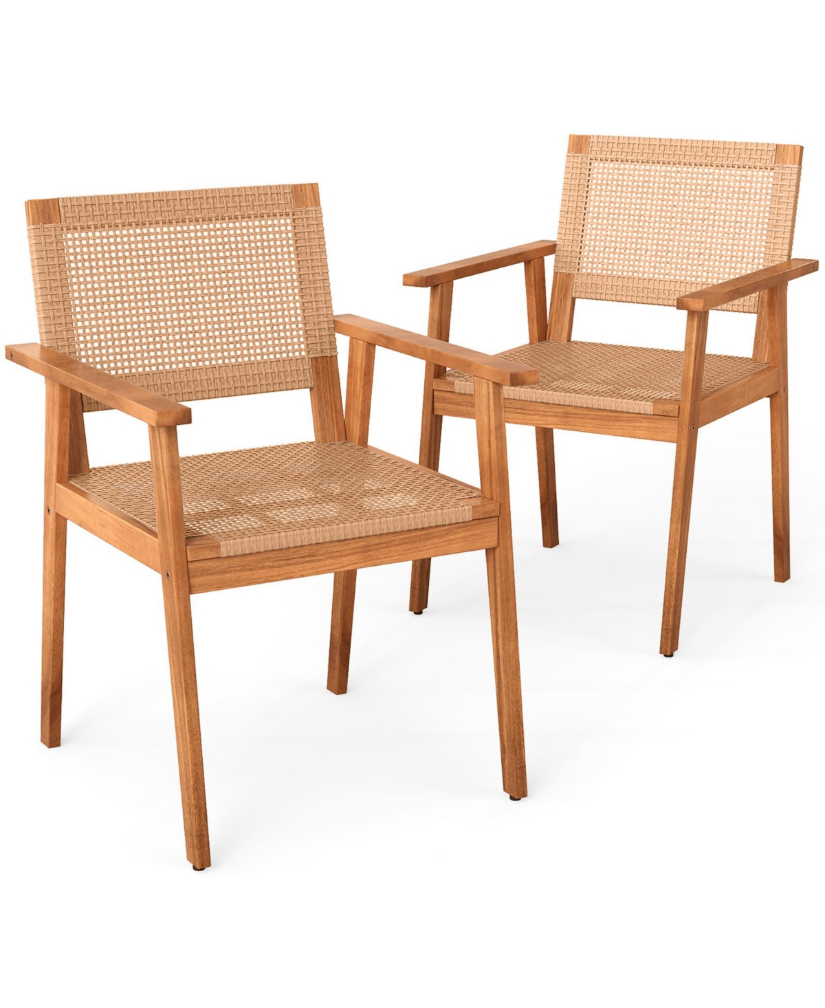 Click here for Gymax Acacia Wood Outdoor Dining Chairs Set of 2 w... prices