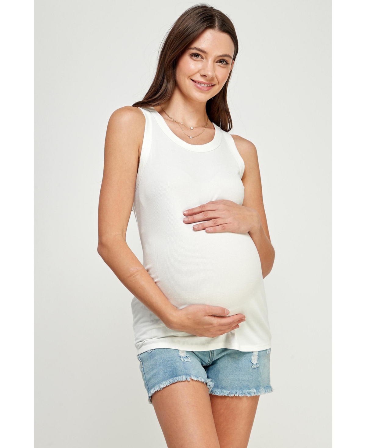 Click here for Hello Miz Maternity Fitted Ribbed Crewneck Tank To... prices