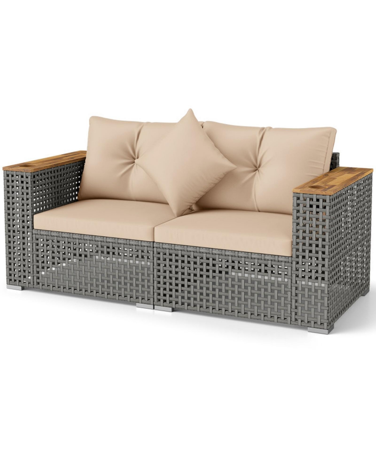 Click here for Sugift 2-Piece Patio Corner Sofa Set with Thick Cu... prices