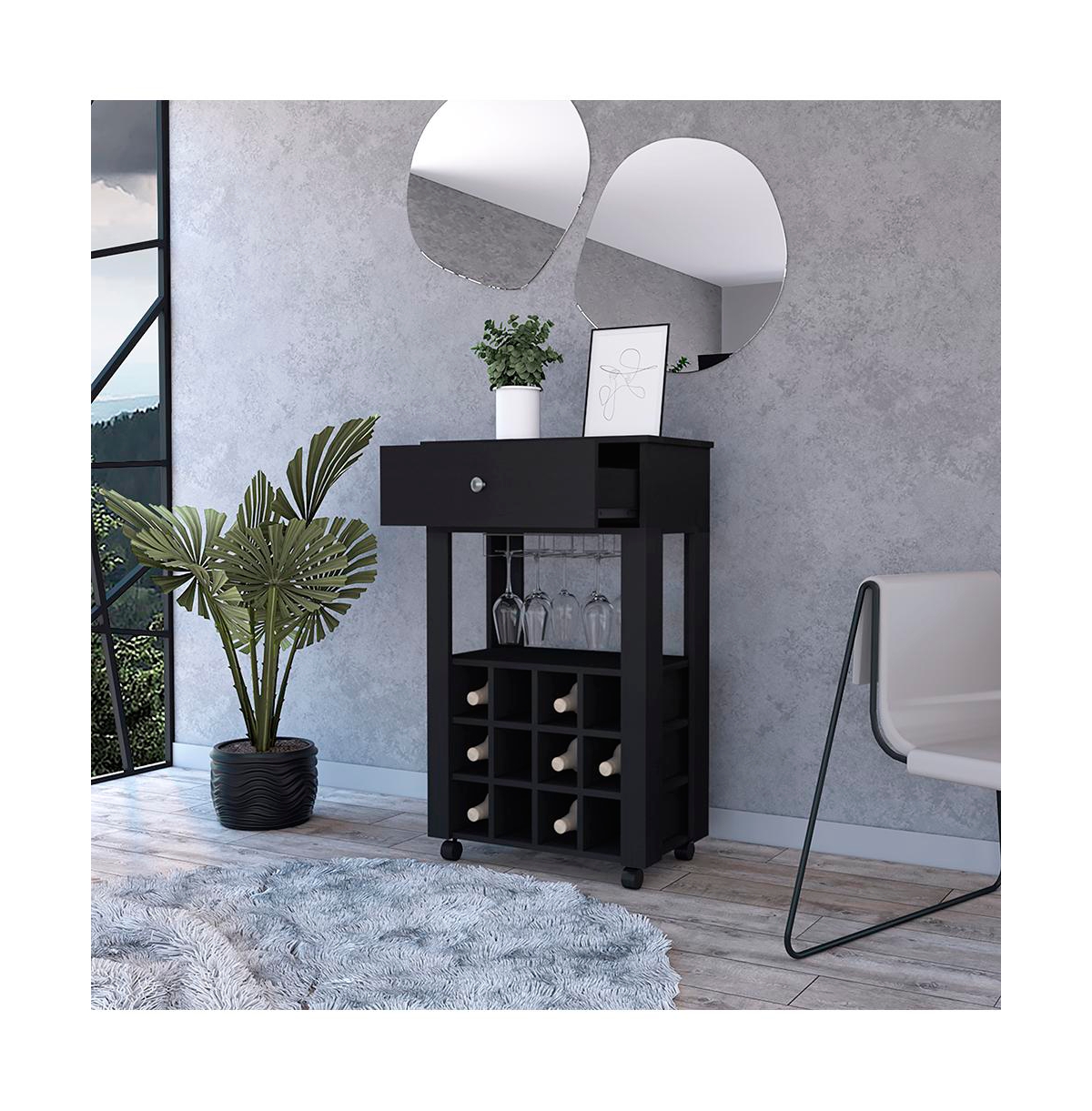 Click here for Flynama Wengue Bayamon Bar Cart with 12 Wine Cubbi... prices