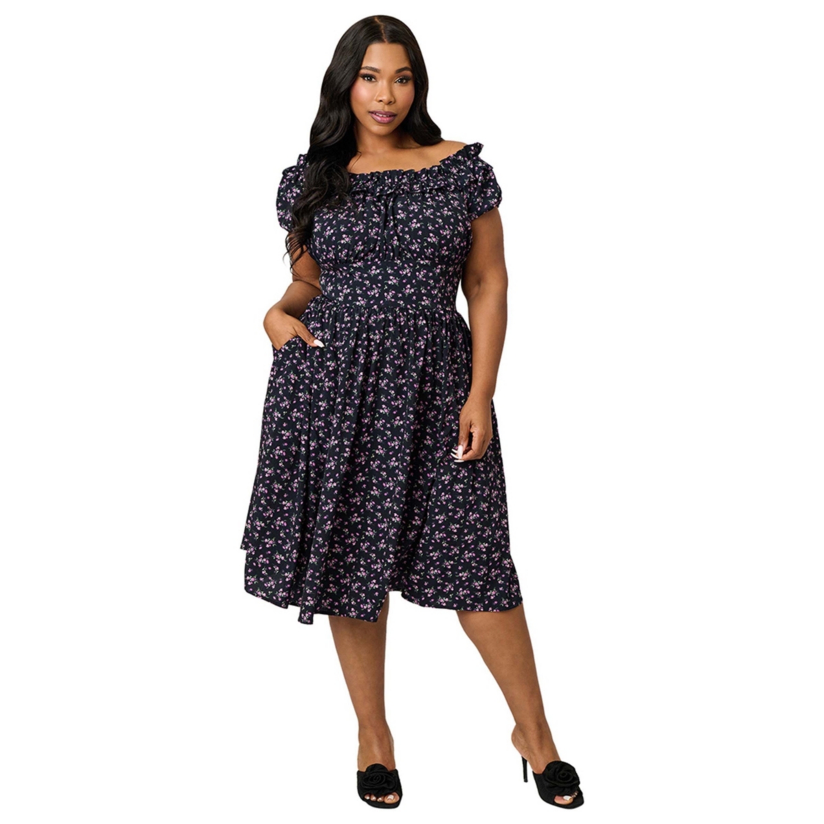Click here for Unique Vintage Plus Size 1950s Off The Shoulder Ru... prices