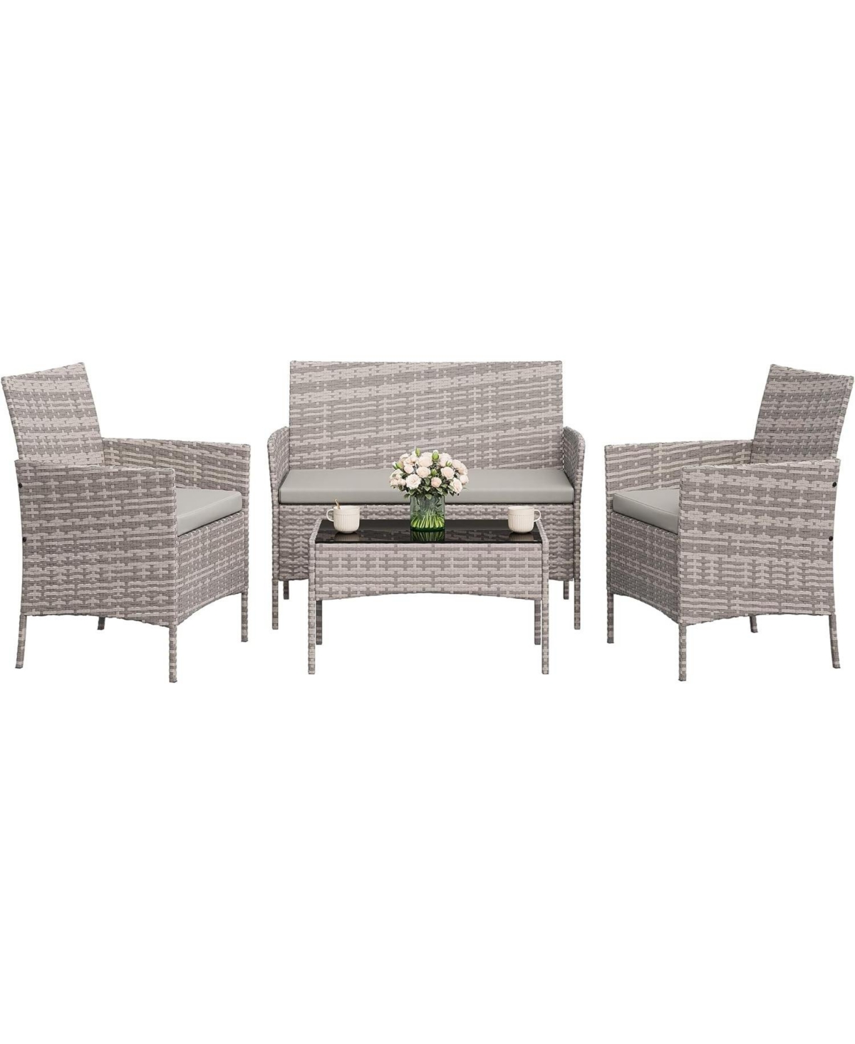 Click here for gaomon 4-Piece All-Weather Pe Rattan Outdoor Furni... prices