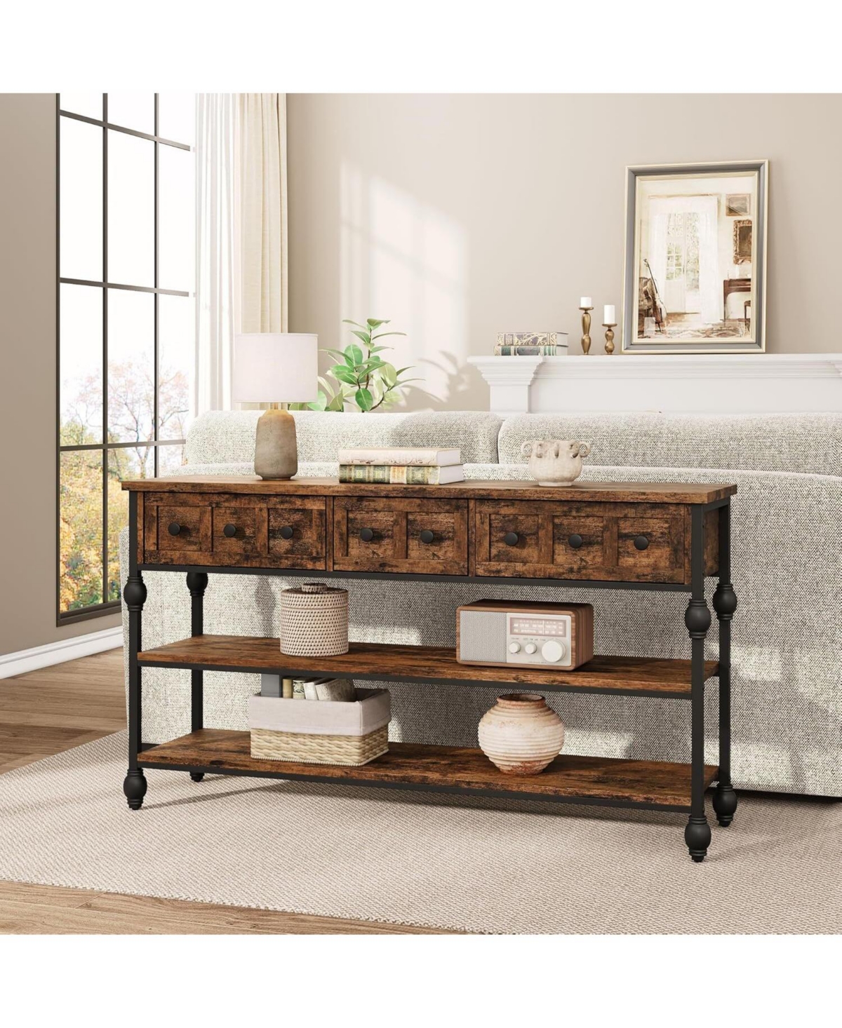 Click here for gaomon 53 3-Tier 3-Drawer Console Sofa Table (Hall... prices