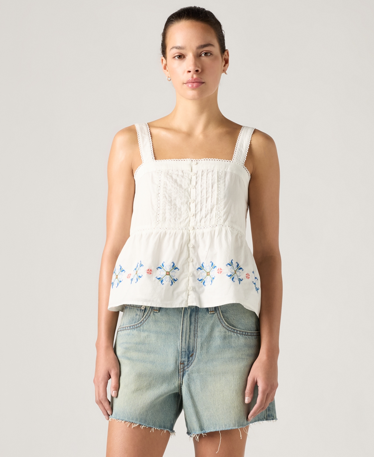 Click here for Levis Womens Mimi Square Neck Sleeveless Cotton Bl... prices