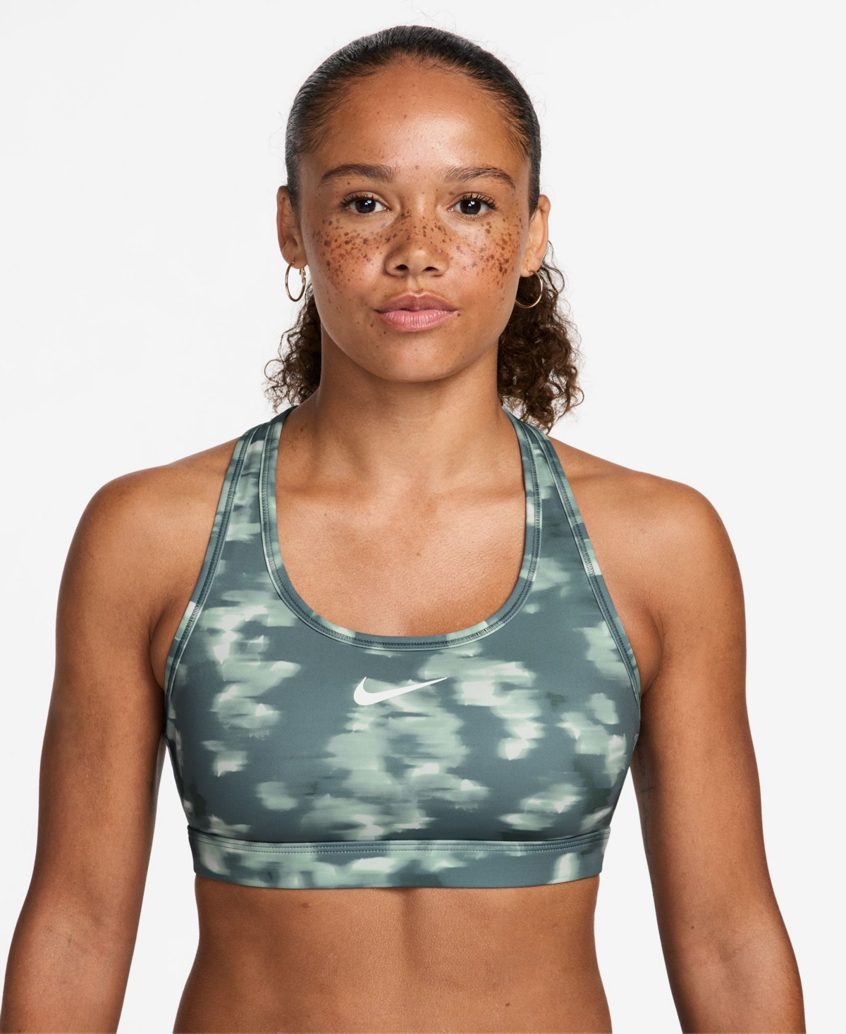 Click here for Nike Womens Swoosh Medium Support Padded Printed S... prices