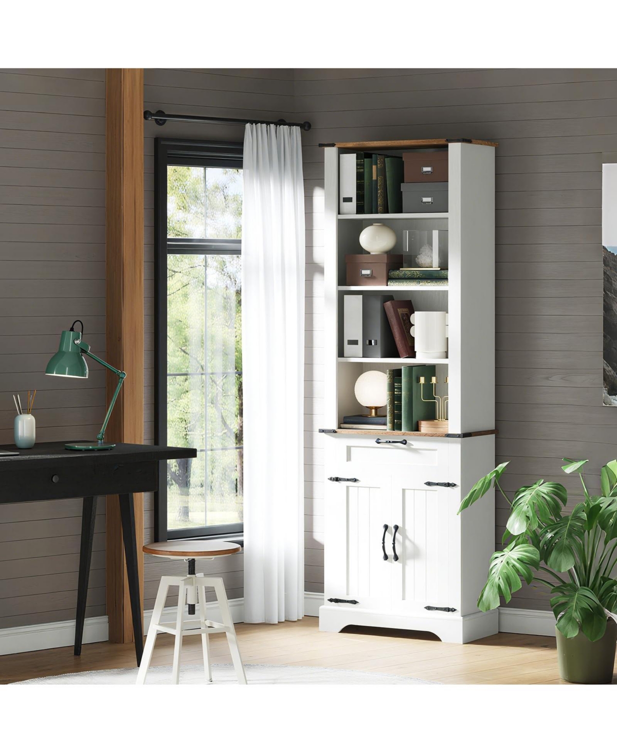 Click here for gaomon Tall Farmhouse 4-Tier Bookcase with Barn Do... prices