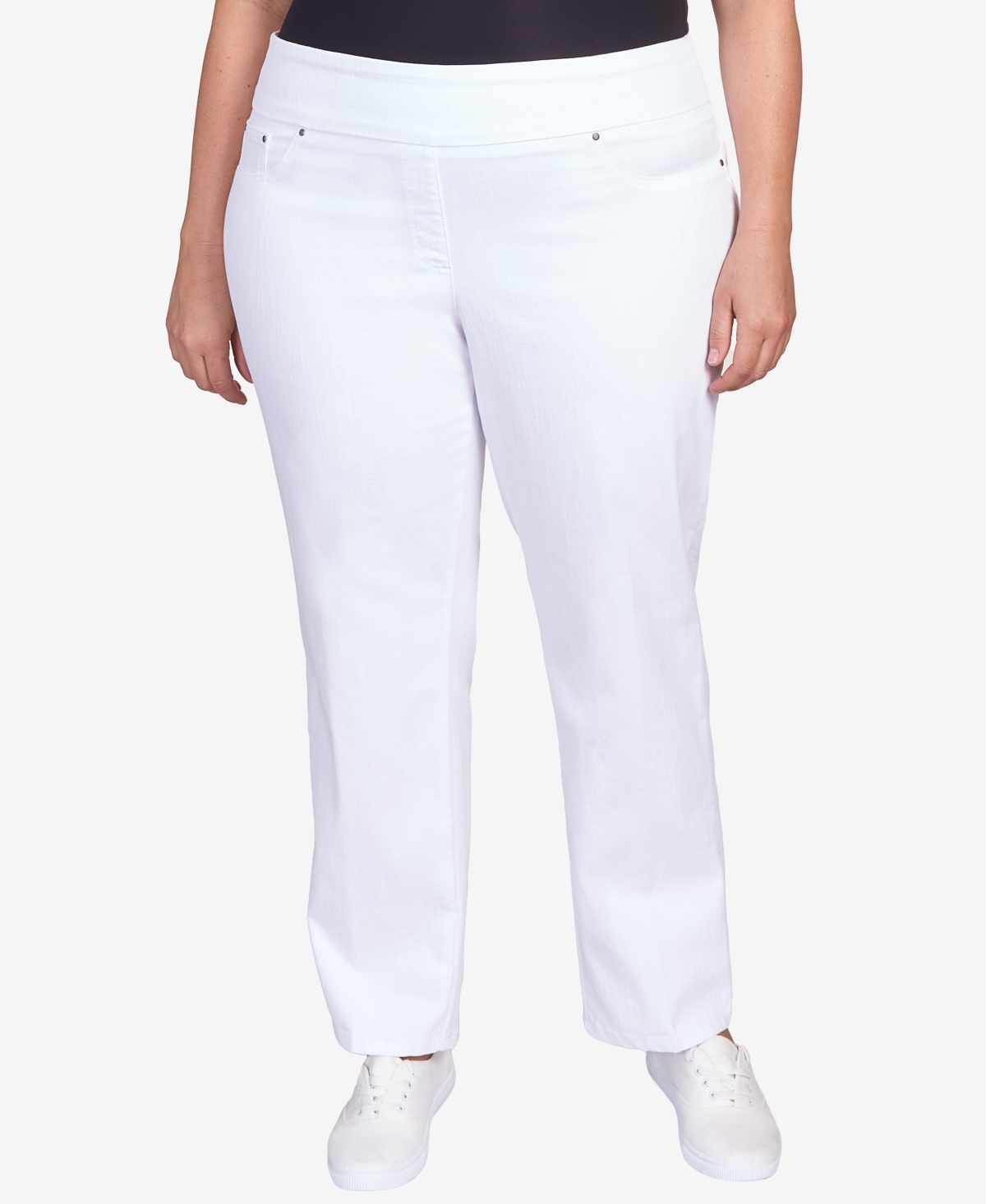 Click here for Ruby Rd. Plus Size Mid-Rise Pull-On Jeans - White prices