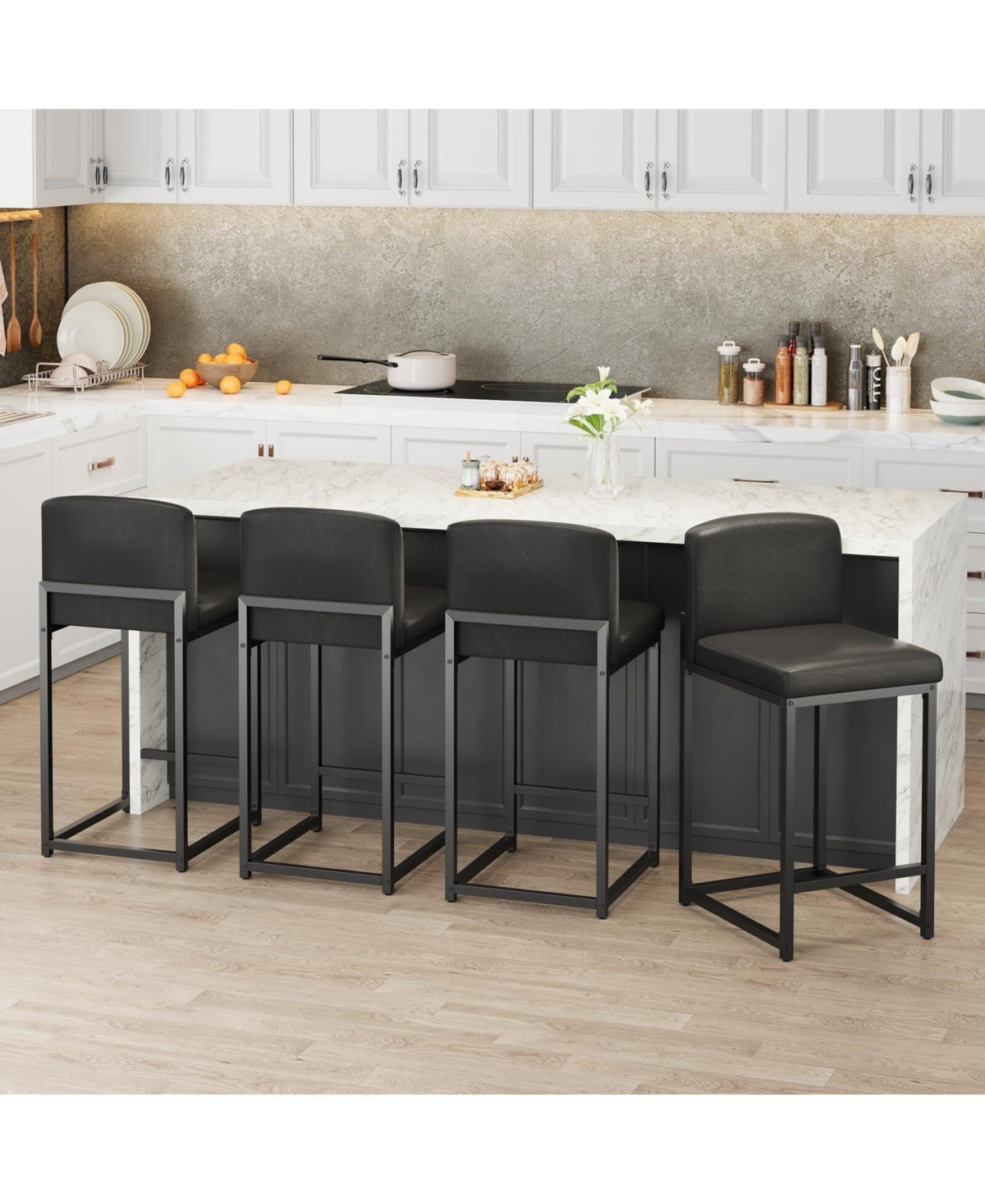 Click here for gaomon Faux Leather Counter Height Bar Stools - Bl... prices