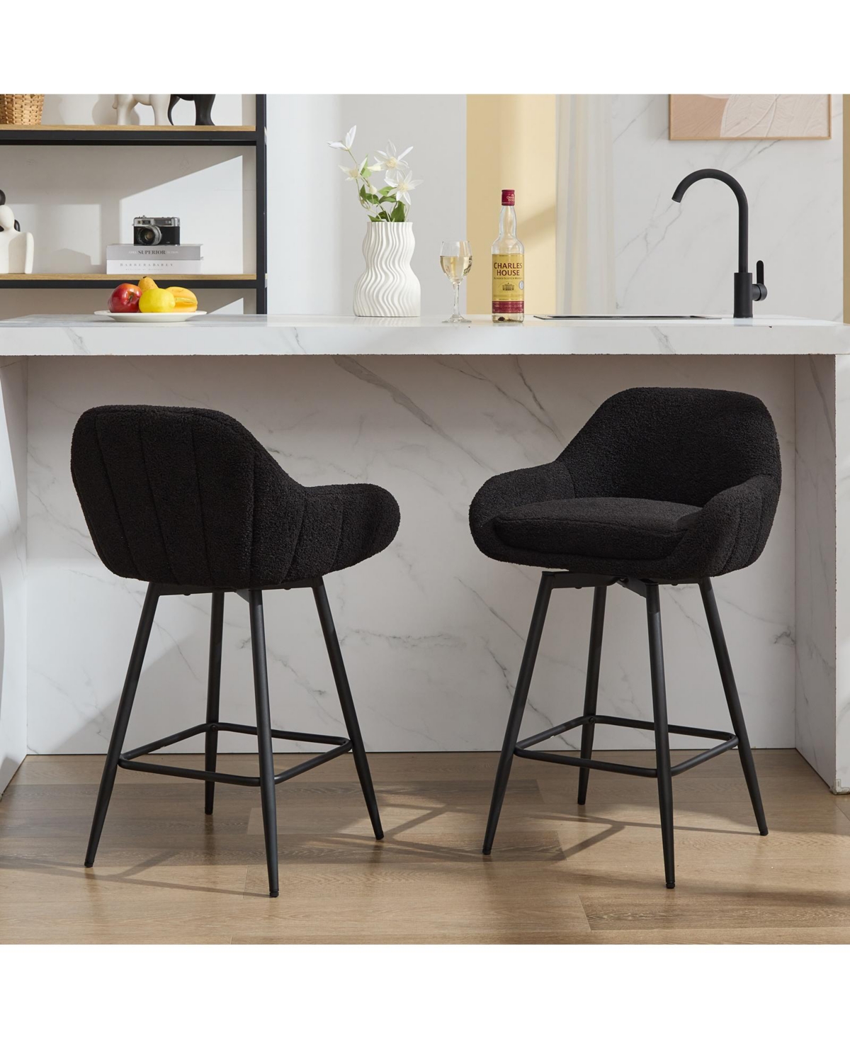 Click here for gaomon Set of 2 26 Swivel Counter Stools  Sherpa F... prices