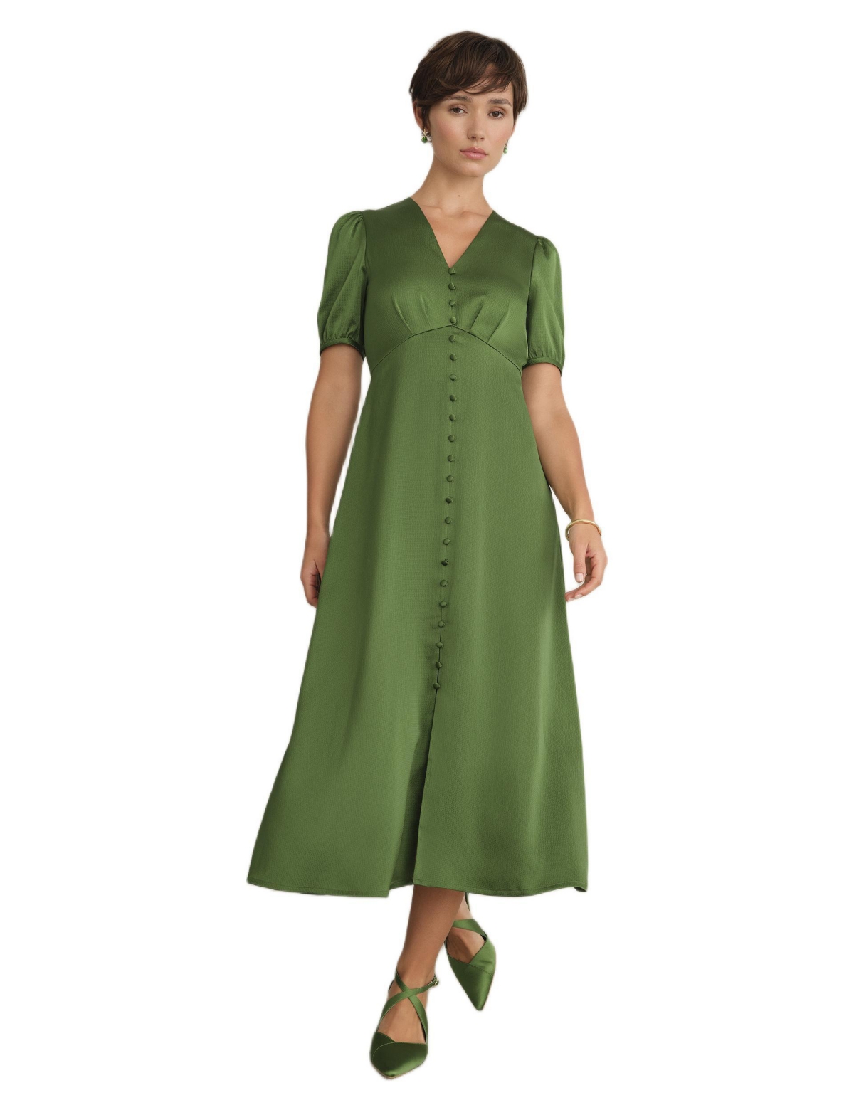 Click here for Hobbs London Womens Esme Dress - Medium Green prices
