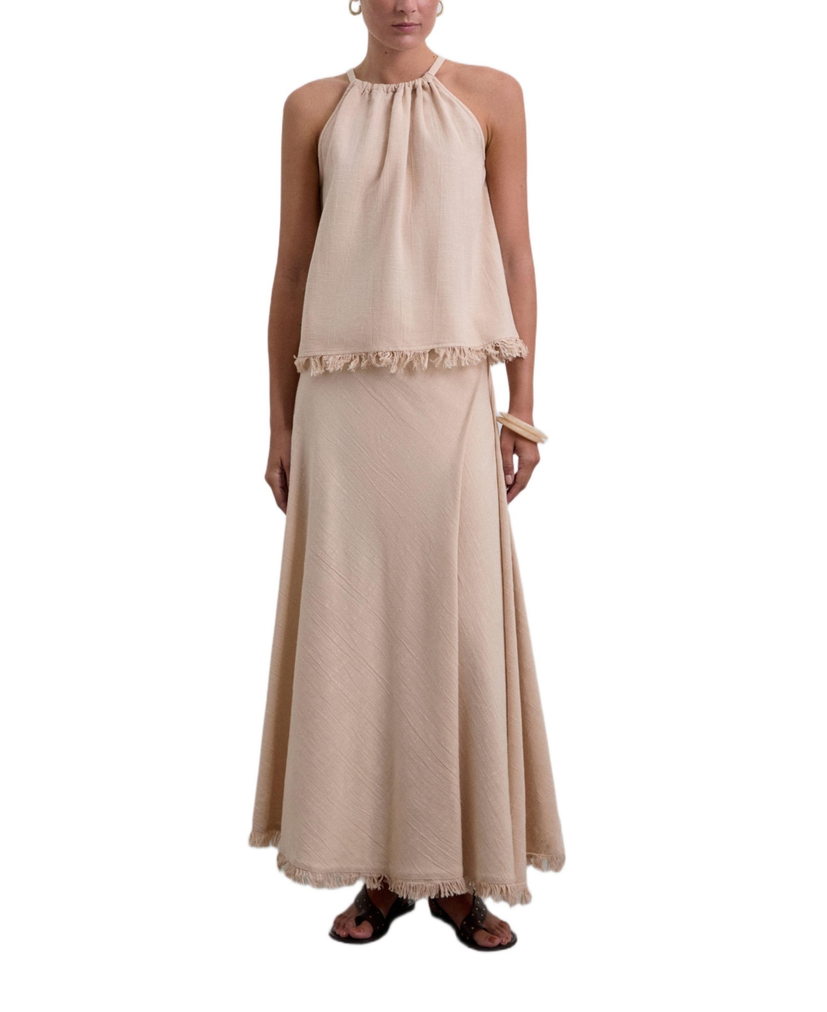 Click here for Scalpers Womens Fringed Skirt - Natural prices