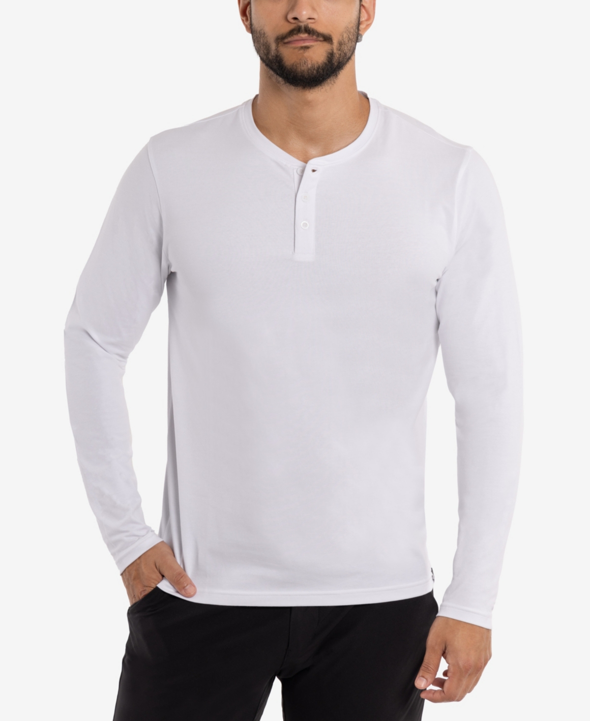 Click here for X-Ray Mens Soft Stretch Henley Neck Long Sleeve T-... prices