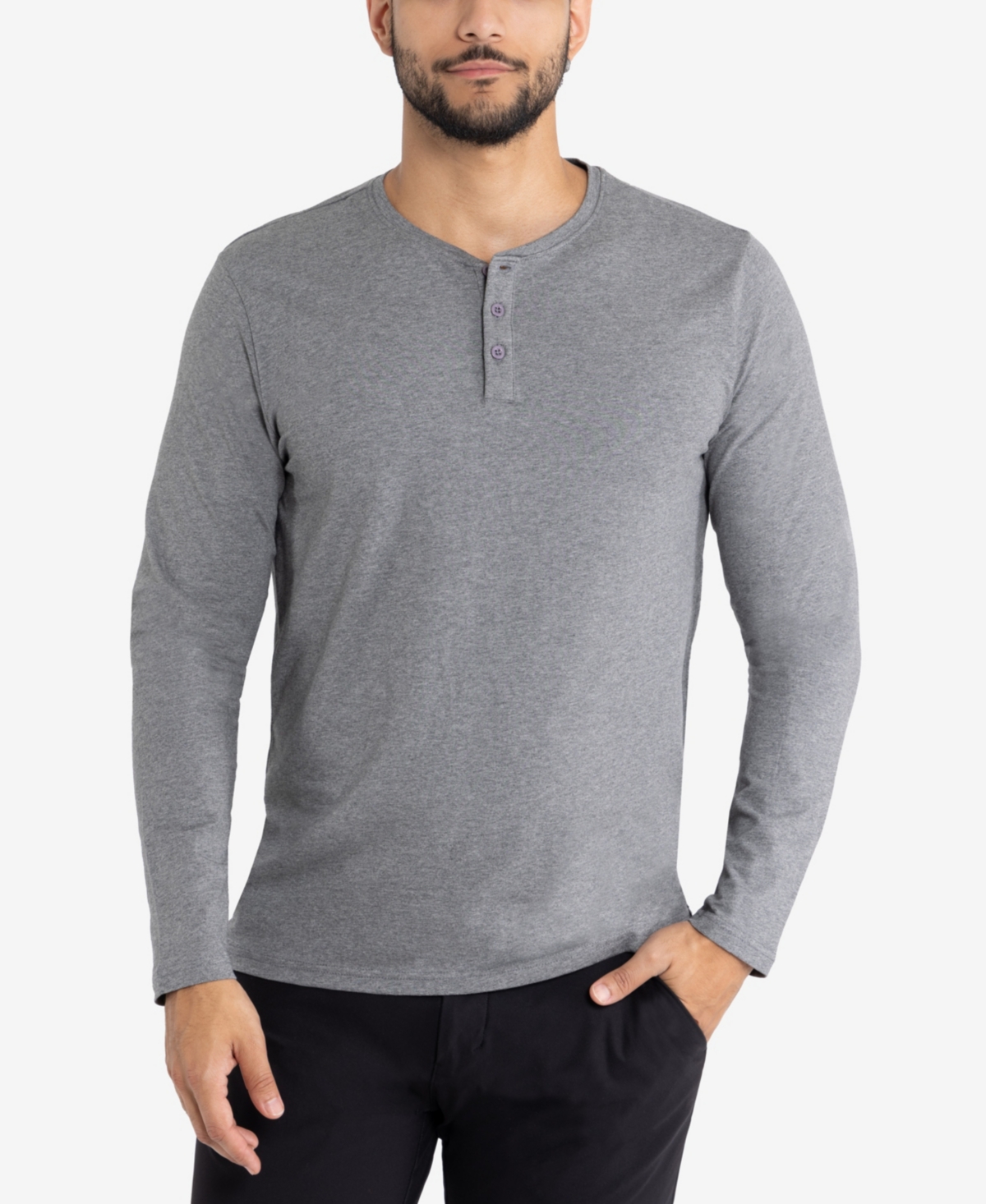 Click here for X-Ray Mens Soft Stretch Henley Neck Long Sleeve T-... prices
