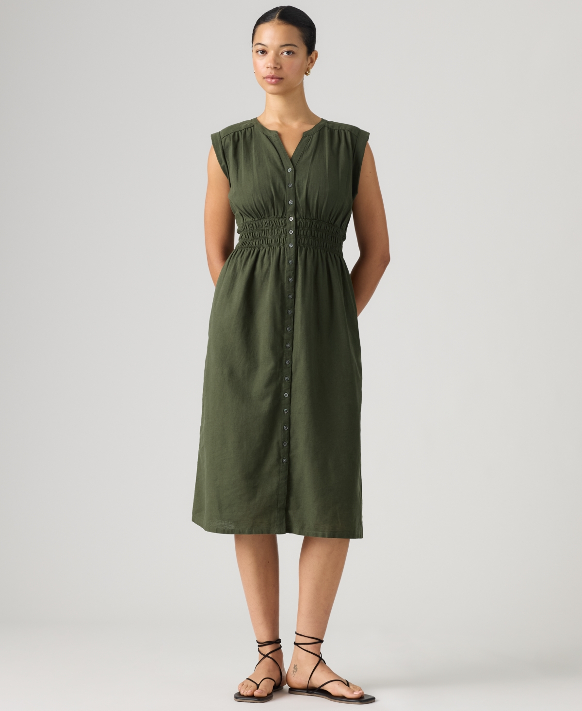 Click here for Levis Womens Beatrice Button-Front Midi Dress - De... prices