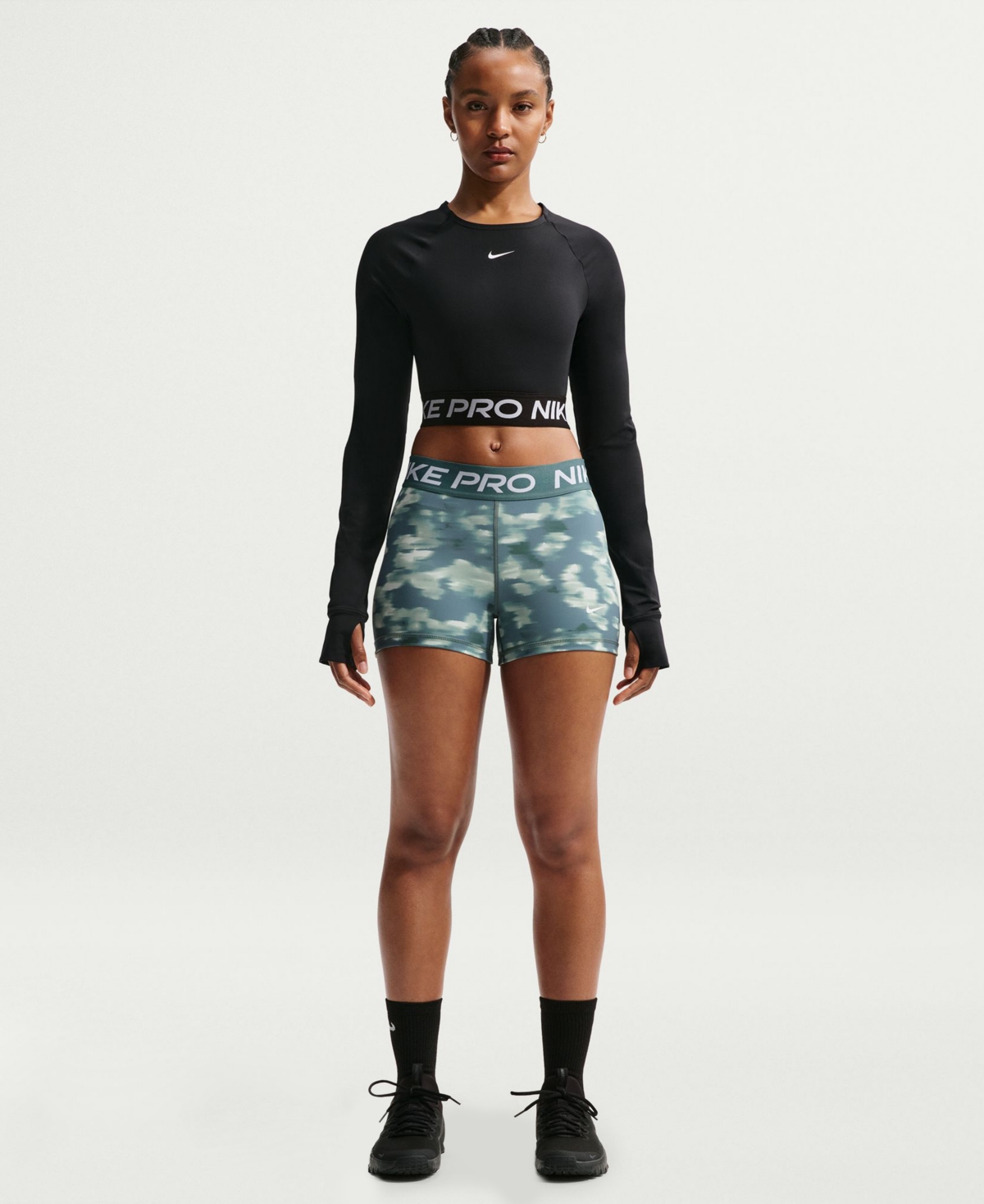 Click here for Nike Pro Womens 3 Mid-Rise Printed Biker Shorts -... prices