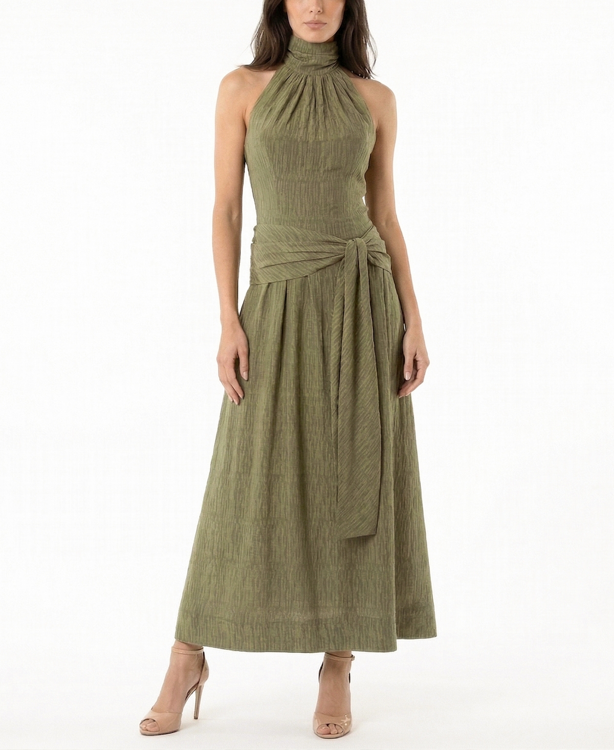 Click here for Taylor Womens Textured Drop Waist Halter Neck Dres... prices