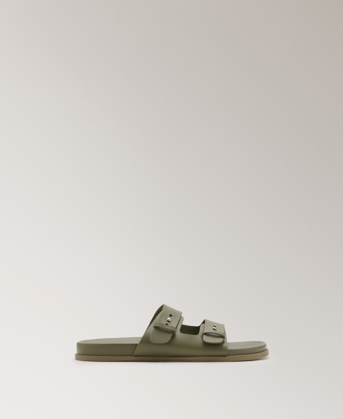 Click here for Mango Womens Double-Buckle Leather Sandals - Khaki prices