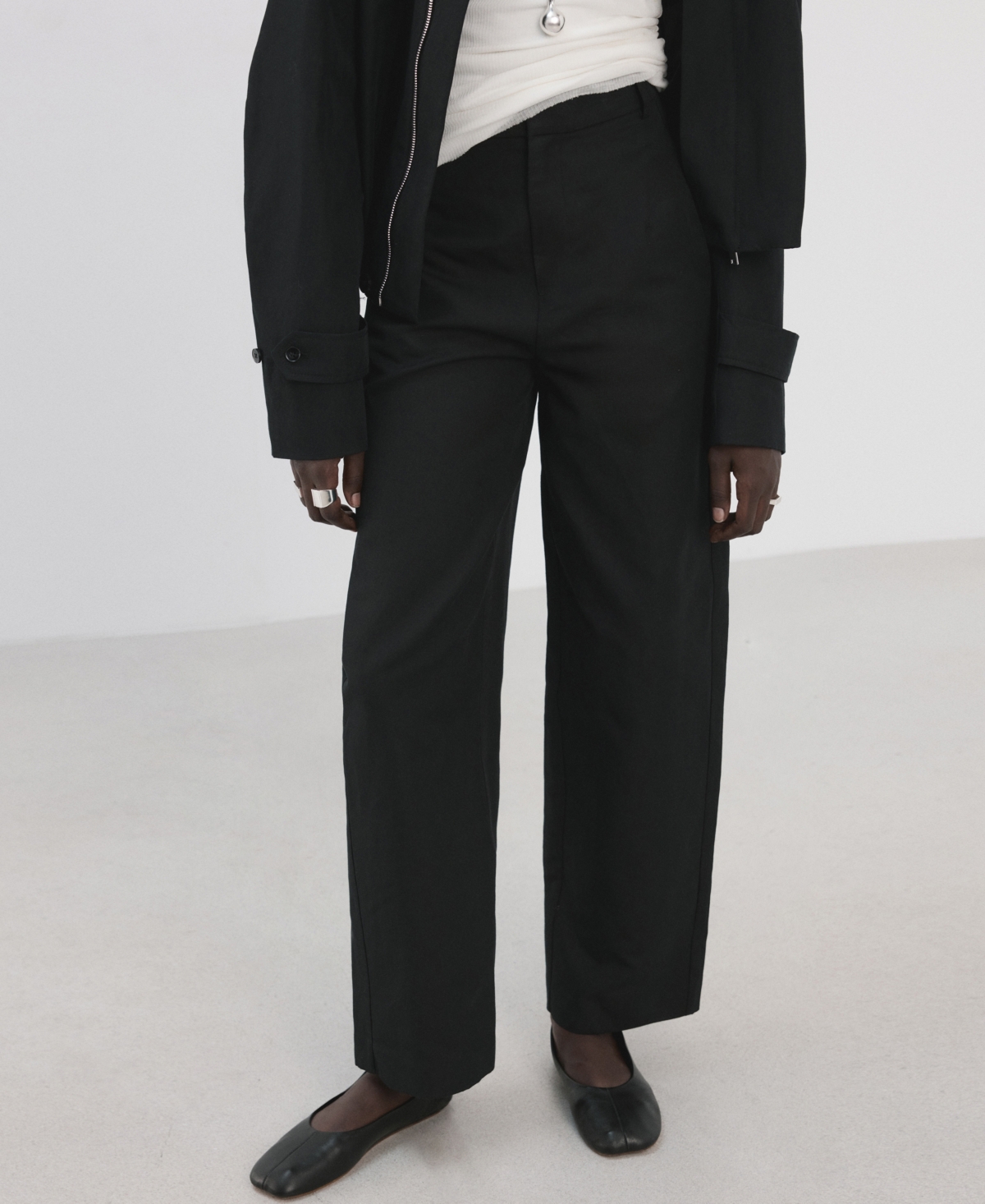 Click here for Mango Womens Barrel Cotton Pants - Black prices