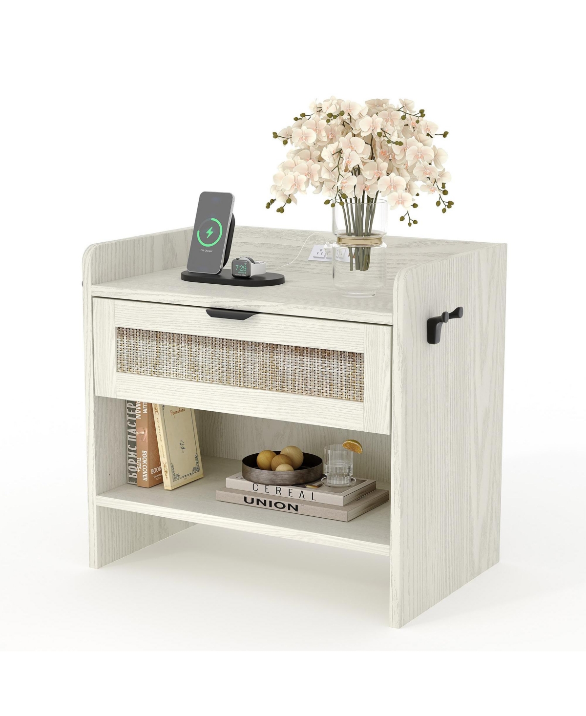 Click here for gaomon Home 1-Drawer Nightstand Wood Rattan Storag... prices