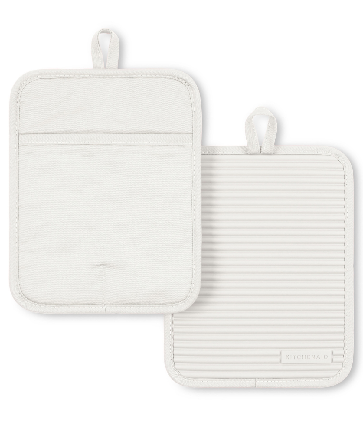 KitchenAid Ribbed Soft Silicone Pot Holder Set  2 Piece - Porcelain